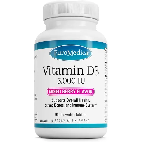 EUROMEDICA Vitamin D3 5000 Iu Chewable Mixed Berry 90 Chewable Tablets