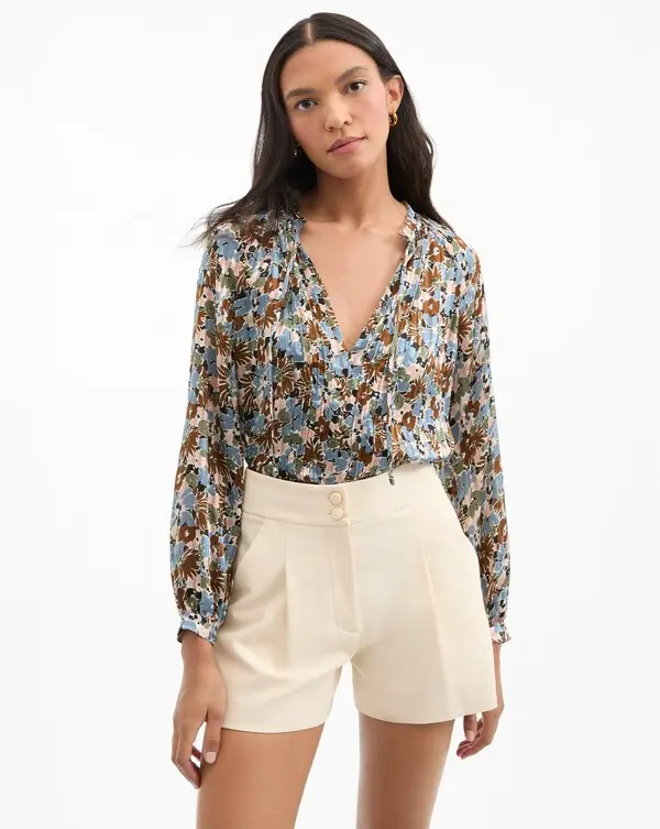 Veronica Beard Linds Silk Blouse - Lake Mist Multi