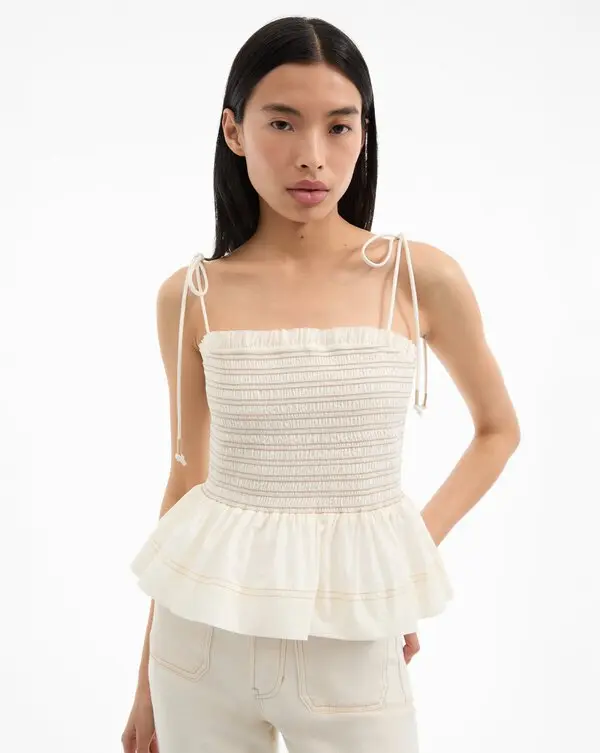 Veronica Beard Ophelia Smocked Tank Top
