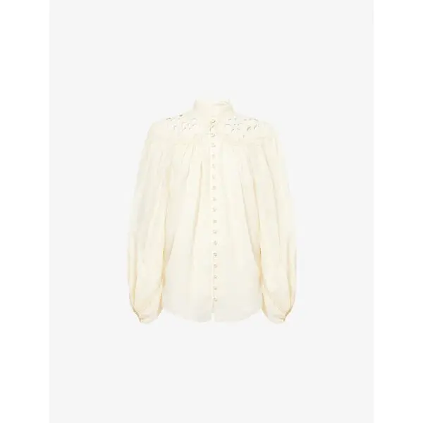 Zimmermann Coco Embroidered Woven Blouse - Cream