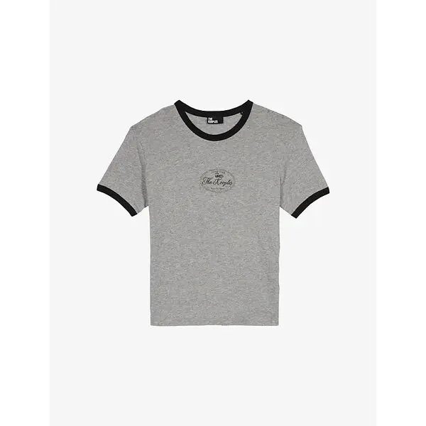 The Kooples Branded-print Cotton-jersey T-shirt - Grey Melange