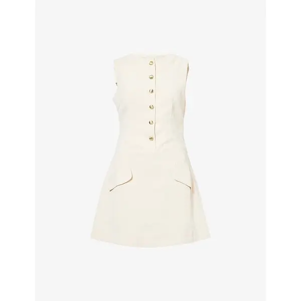 AMY LYNN Woven Mini Dress With Button Detail