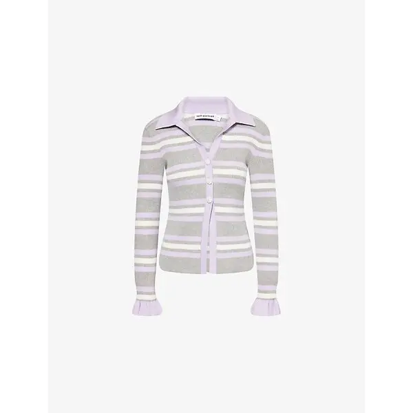 SELF-PORTRAIT Striped V-neck Knitted Top