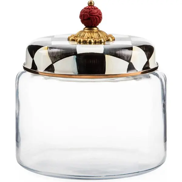 MACKENZIE-CHILDS Courtly Check Medium Kitchen Canister - Black/ White