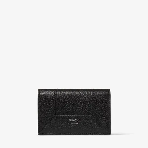 JIMMY CHOO Diamond Nello M Tan Grainy Calf Leather Coin Purse - Black/antique Silver