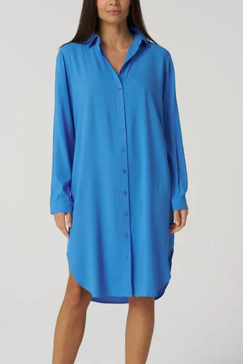 FRANNE GOLDE Easy Midi Shirt - Azure Blue