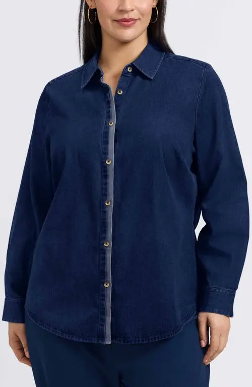 Foxcroft Charlie Denim Button-up Shirt - Dark Wash