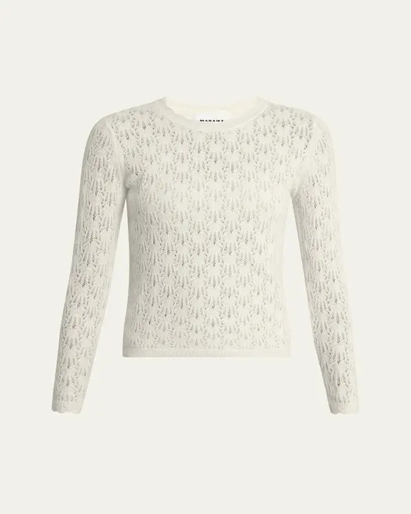 Isabel Marant Obeline Pointelle Crewneck Sweater - Ecru