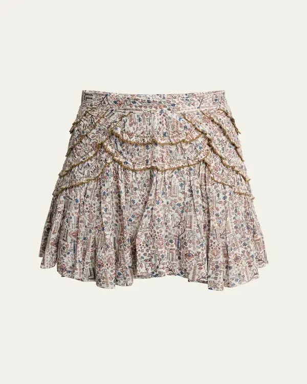 Isabel Marant Ceola Printed Mini Skirt - Ecru