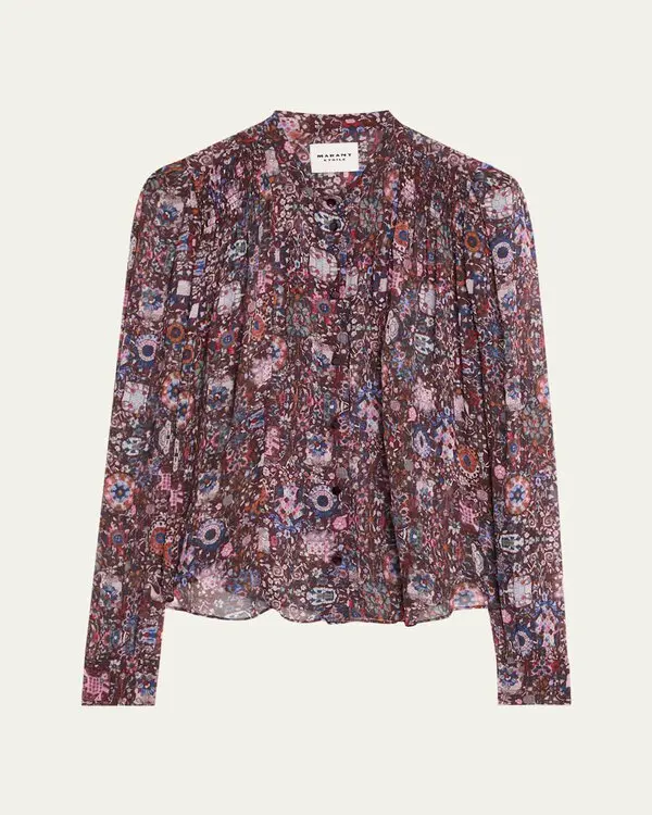 Isabel Marant Noeline Printed Blouse - Plum