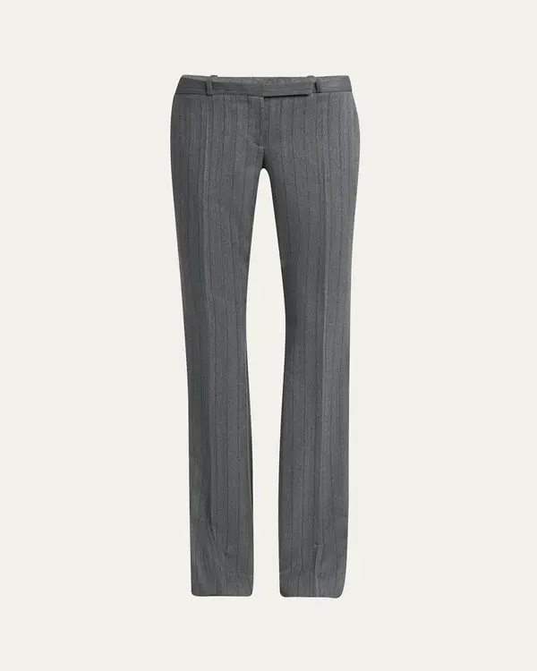 Alexander McQueen Low-rise Herringbone Striped Flare Trousers - Grey