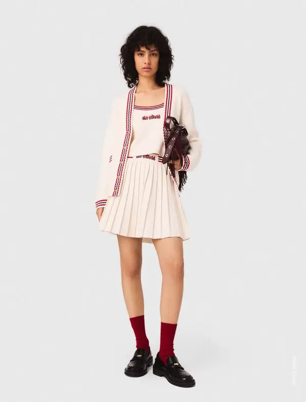 Maje Cotton Embroidered Longline Cardigan