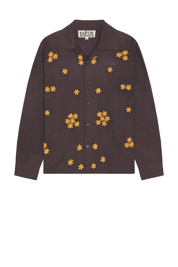 KARTIK RESEARCH Box Shirt Long Sleeve In Purple - Deep Purple & Rust
