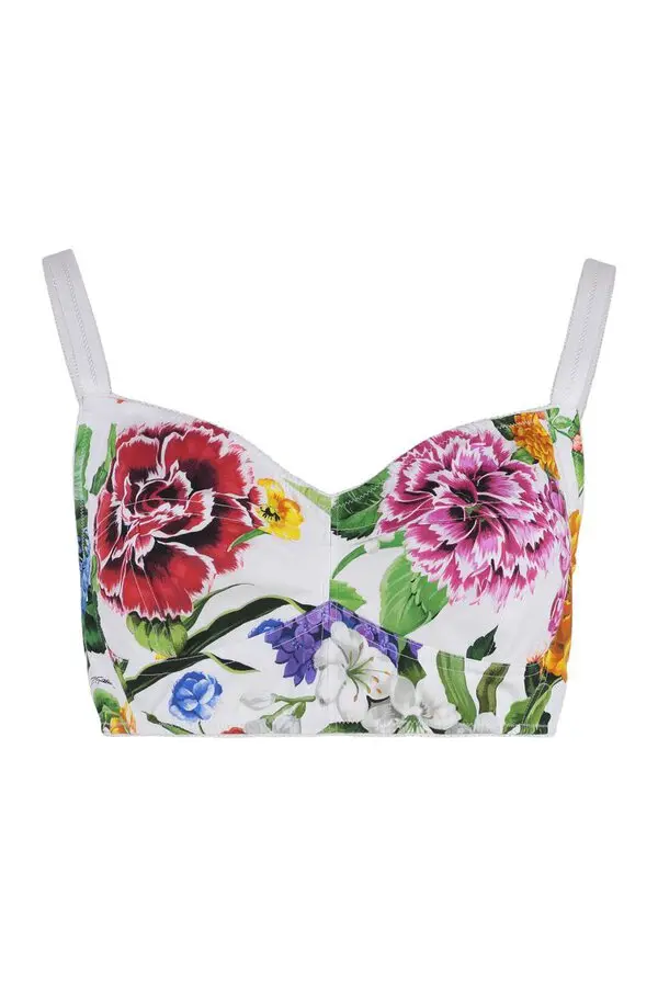 Dolce & Gabbana Floral Print Cotton Crop Top - Multicolor