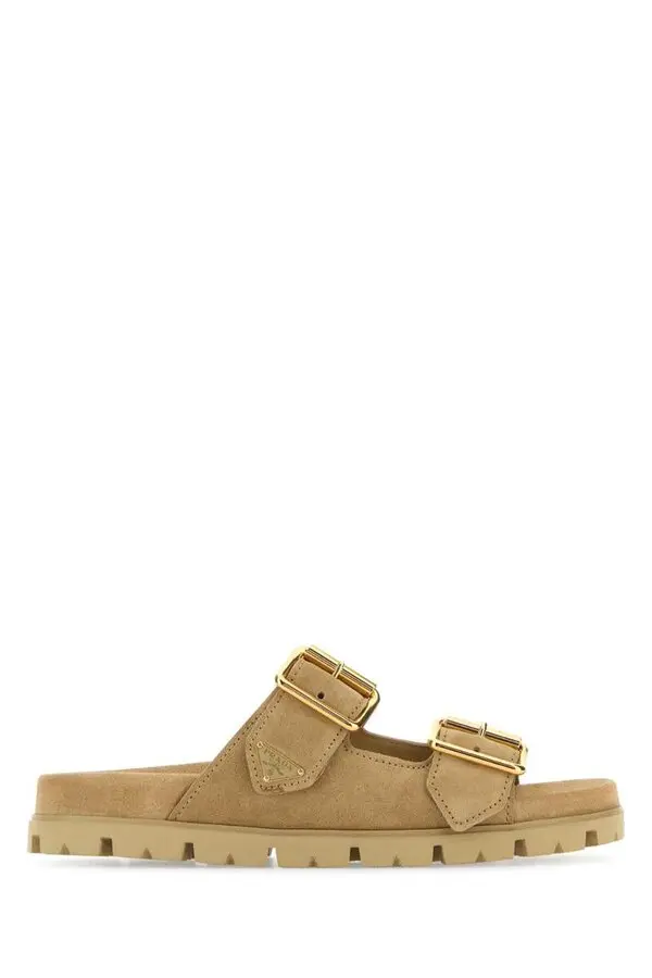 Prada Suede Slippers - Beige O Tan