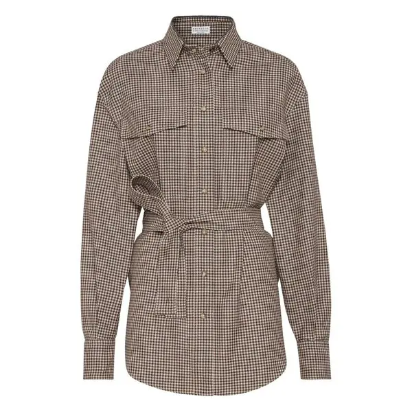 Brunello Cucinelli Check Pattern Shirt - Brown