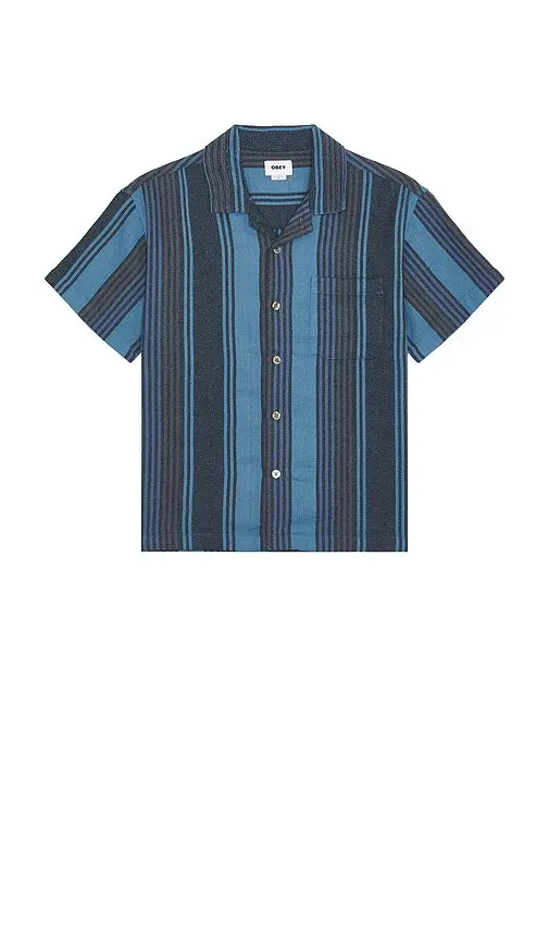Obey Frazer Basket Weave Shirt In Blue - Black Multi