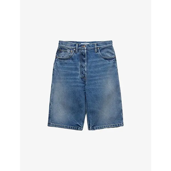 Prada Mid-rise Denim Bermuda Shorts