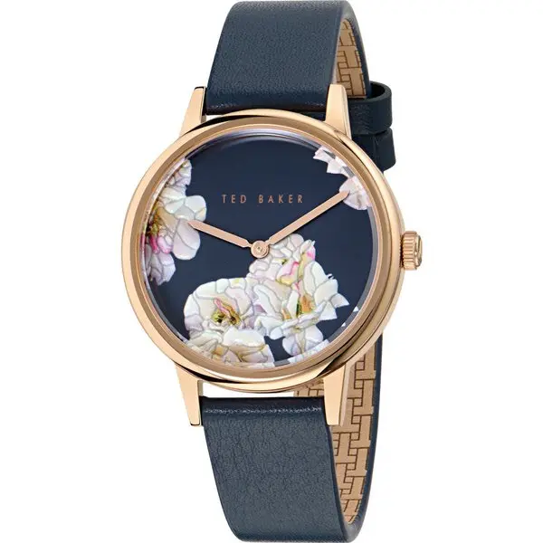 Ted Baker London Phylipa Leather Strap Watch - Blue