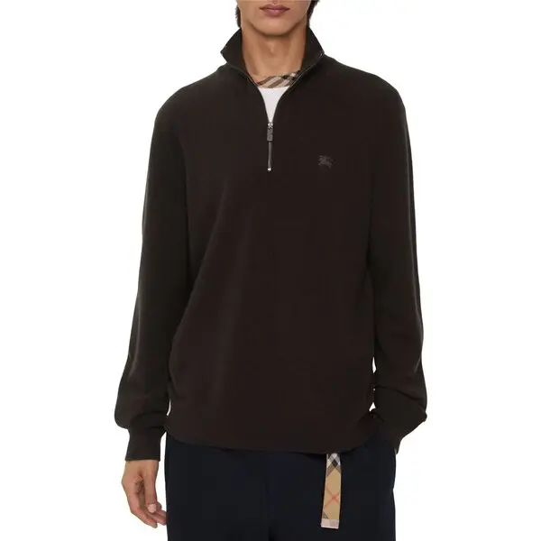 Burberry Cashmere Blend Half-zip Sweater - Scorched Brown