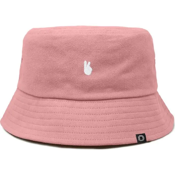 DALIX Lil Peace Sign Bucket Hat - Peach Melba
