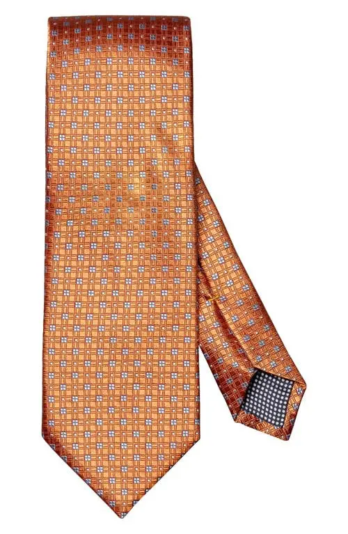 Eton Micropattern Jacquard Silk Neck Tie - Medium Orange