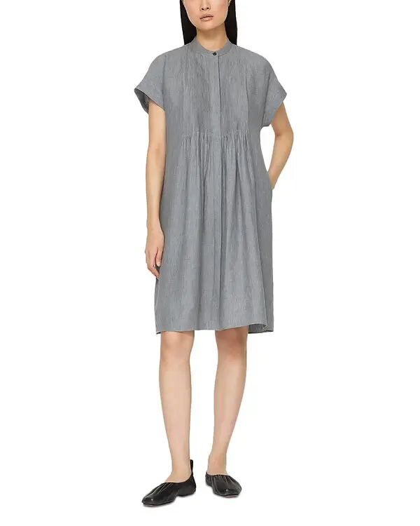 Lafayette 148 New York Linen Dress - Blue Dust Melange