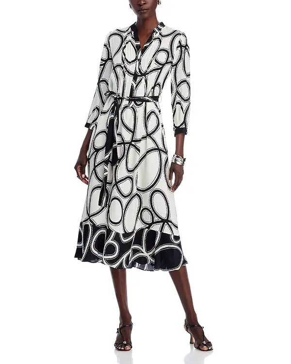 Elie Tahari The Mila Dotted Midi Dress
