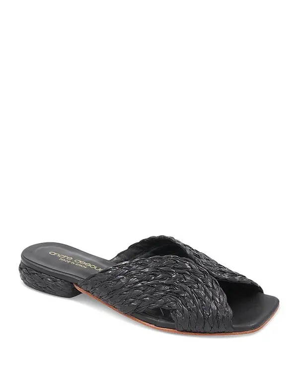 Andre Assous Ramy Raffia Sandals - Black