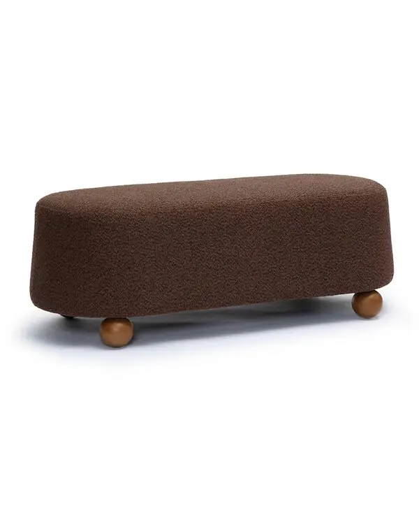TOV FURNITURE Jaine Boucle Large Ottoman - Brown