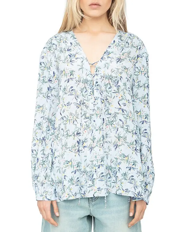 Zadig&Voltaire Tamela Silk Floral Blouse - Cloud
