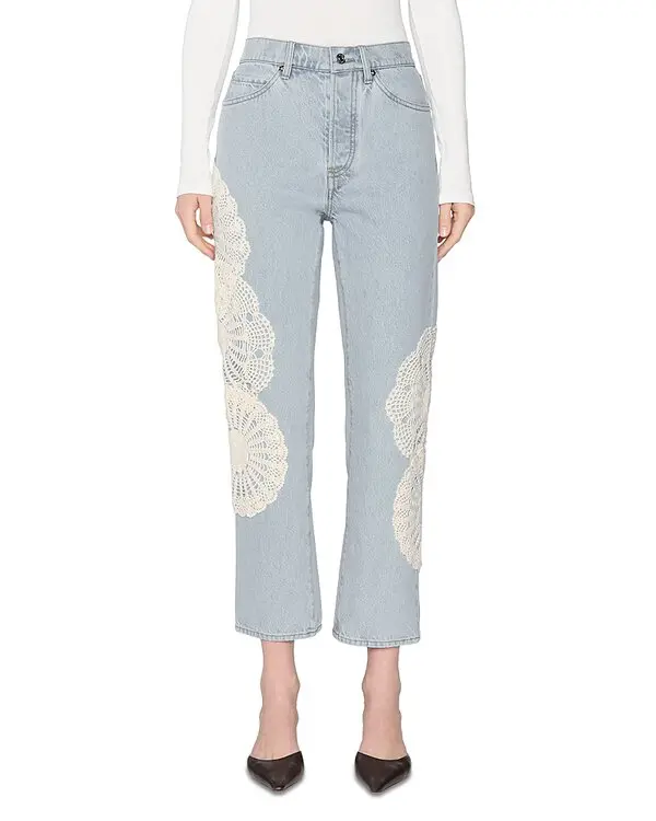 FRAME The Crochet Vertical High-rise Ankle Straight Jeans - Wisp