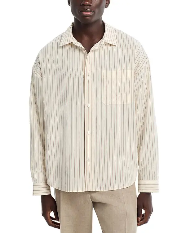 FRAME Striped Regular Fit Wool Shirt