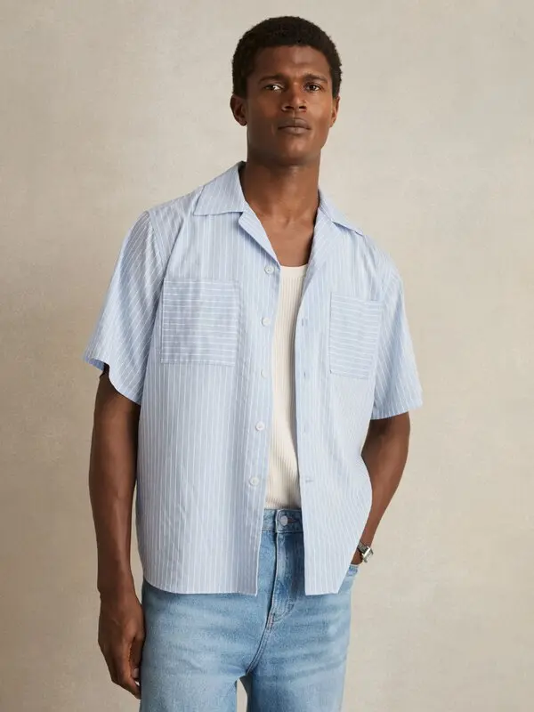 REISS Thorpe Lyocell-blend Stripe Twin-pocket Shirt