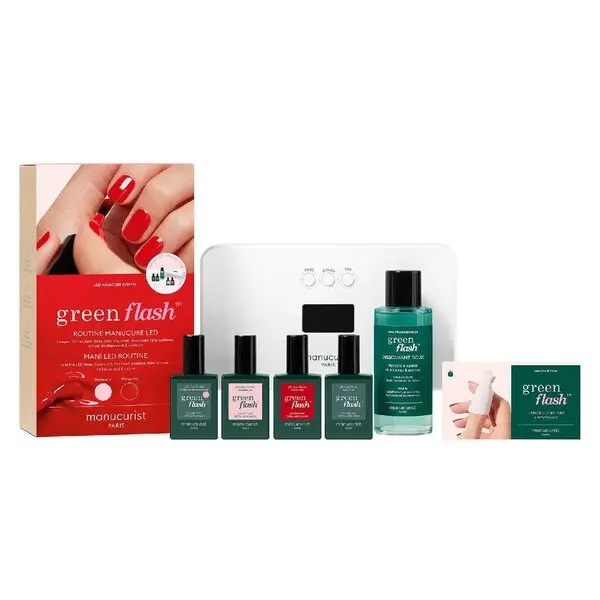 MANUCURIST 36w Green Flash Pro Routine Set Poppy Red And Hortencia