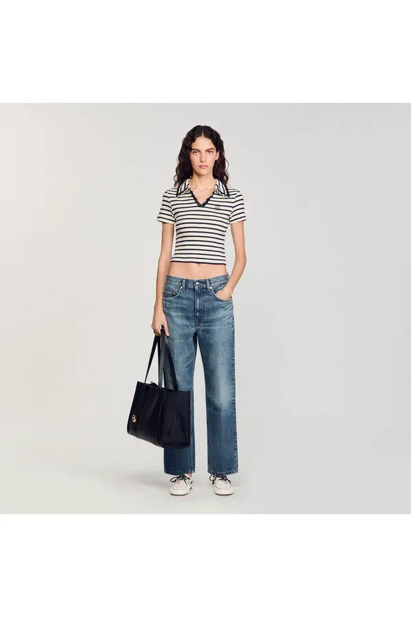 Sandro Striped Ribbed Polo Shirt - Stripe