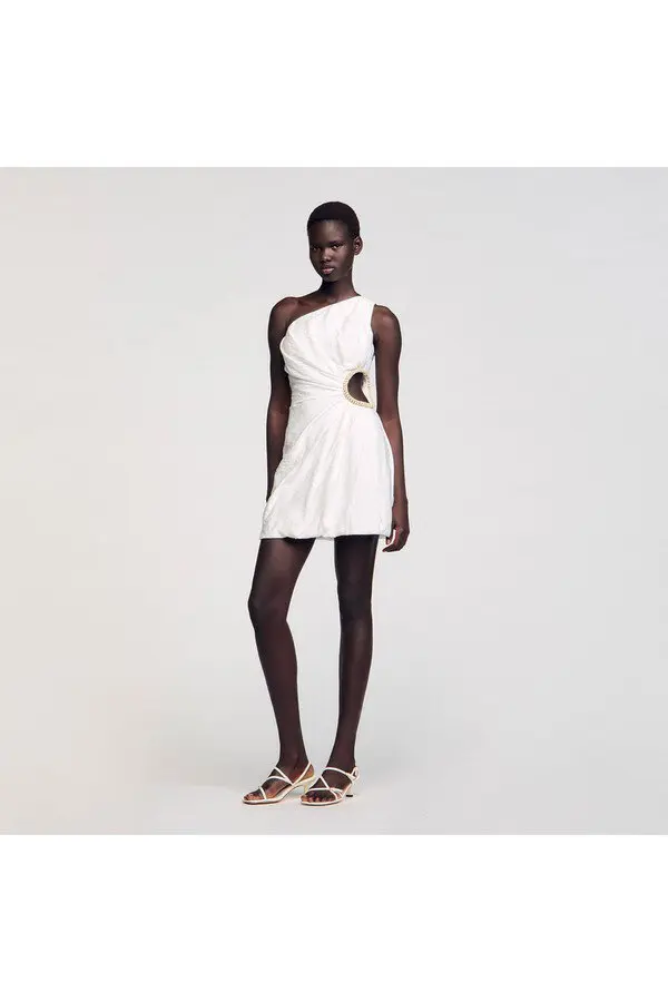 Sandro Asymmetrical Mini Dress - White