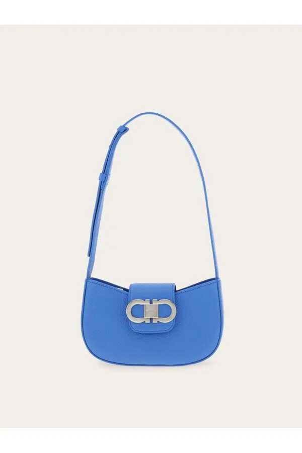FERRAGAMO Double Gancini Mini Shoulder Bag - Blue