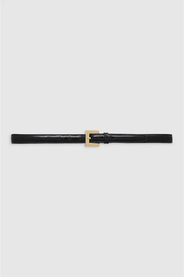 ANINE BING Nicola Patent Belt - Black