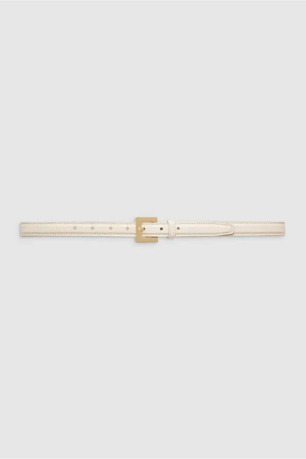 ANINE BING Nicola Crinkled Patent Leather Belt - Gold