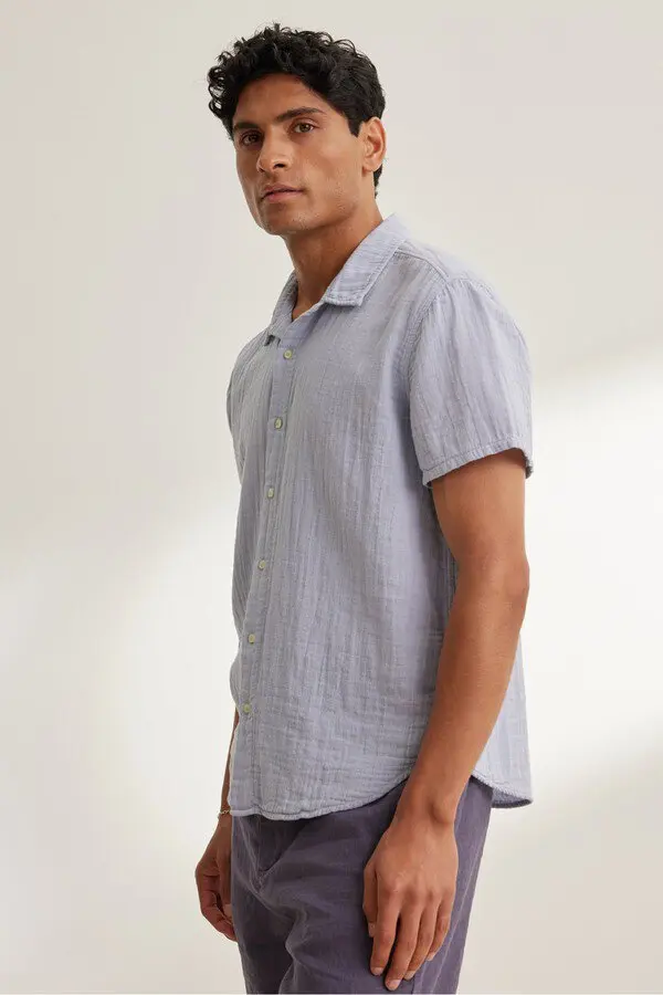 Velvet By Graham & Spencer Christian Cotton Gauze Button-up Shirt - Denim