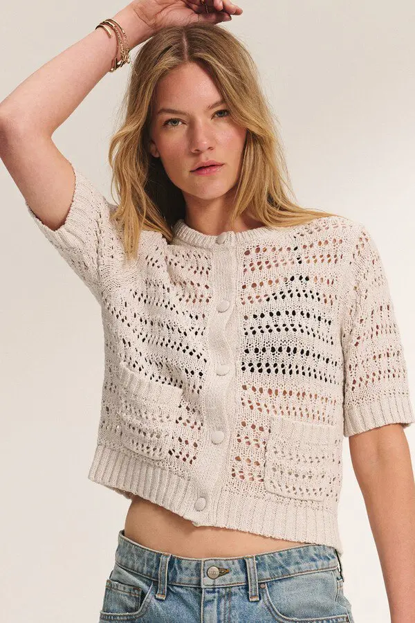 Velvet By Graham & Spencer Mirabel Crochet Cardigan - White