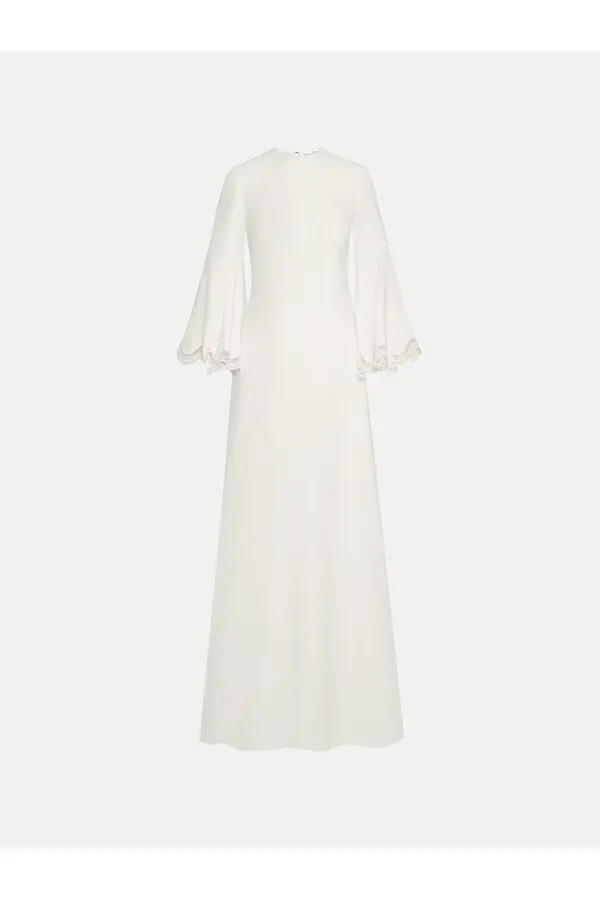 Oscar De La Renta Scroll Guipure-detailed Caftan - Natural