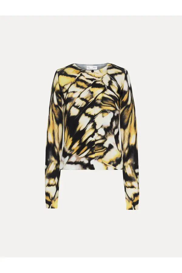Oscar De La Renta Abstract Butterfly Printed Cardigan