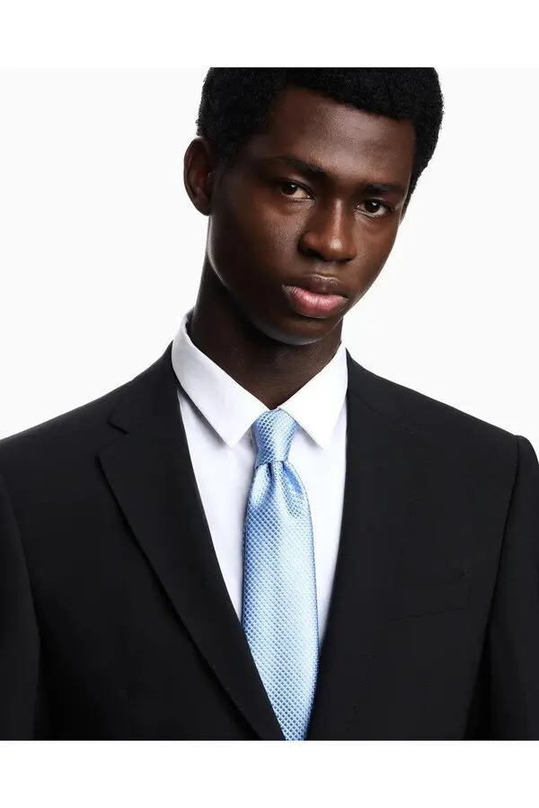 Emporio Armani Pure Silk Micro-check Tie - Blue
