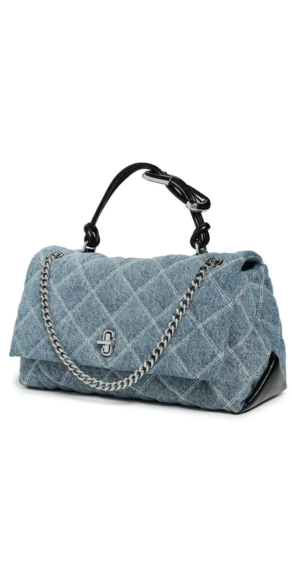Marc Jacobs The Quilted Denim Dual Chain Shoulder Bag - Light Wash Indigo
