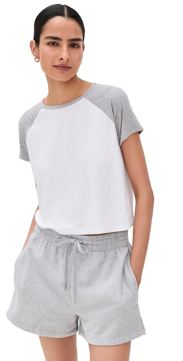 Beyond Yoga Featherweight Colorblock Tee - Cloud White/silver Mist