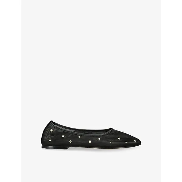 Dear Frances Balla Mesh-stud Ballet Flats - Black