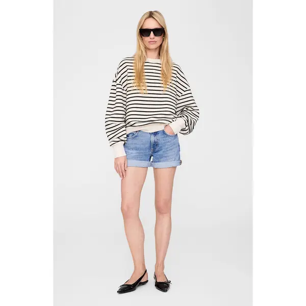 ANINE BING Dean Striped Sweatshirt - Black / White Stripe