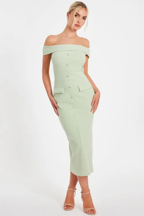 QUIZ Scuba Crepe Button Front Maxi Dress